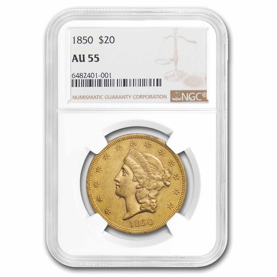 Buy 1850 $20 Liberty Gold Double Eagle AU-55 NGC | APMEX