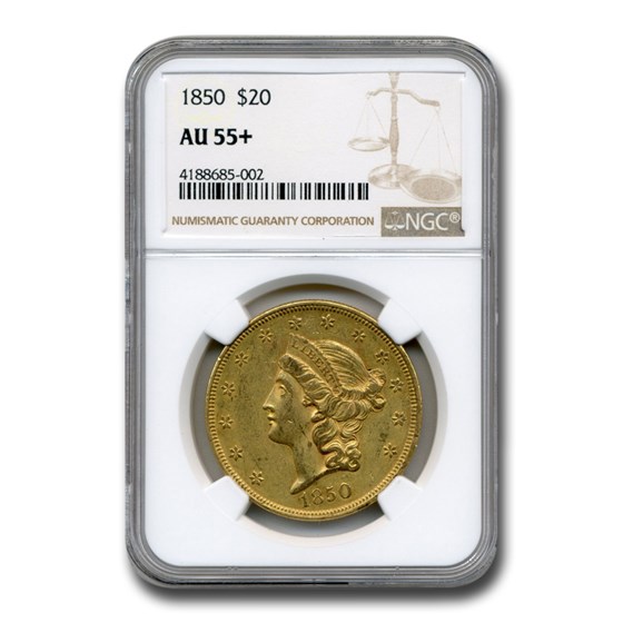 Buy 1850 $20 Liberty Gold Double Eagle AU-55+ NGC | APMEX