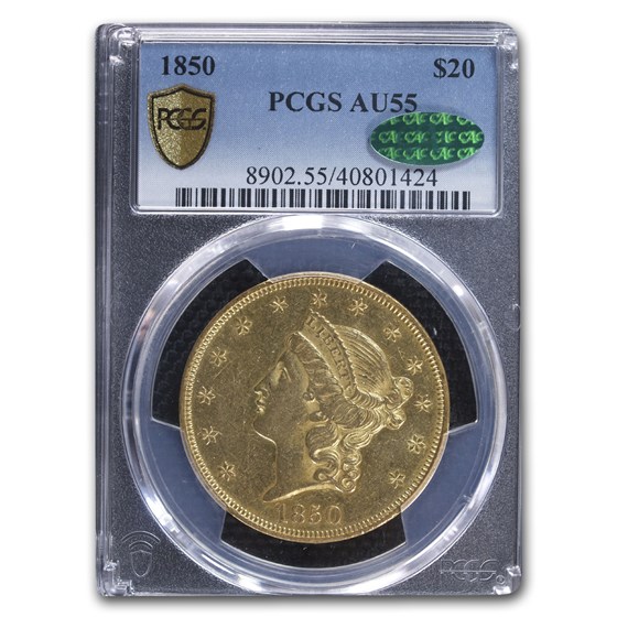 Buy 1850 $20 Liberty Gold Double Eagle AU-55 PCGS CAC | APMEX