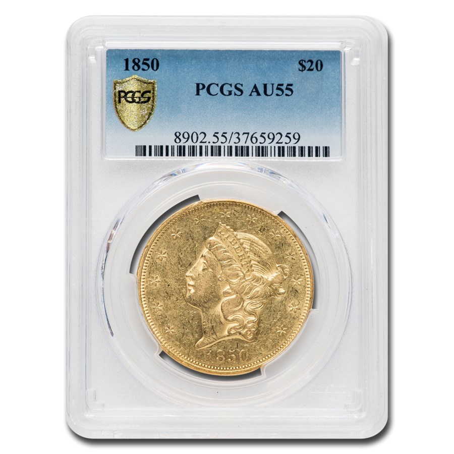Buy 1850 $20 Liberty Gold Double Eagle AU-55 PCGS | APMEX