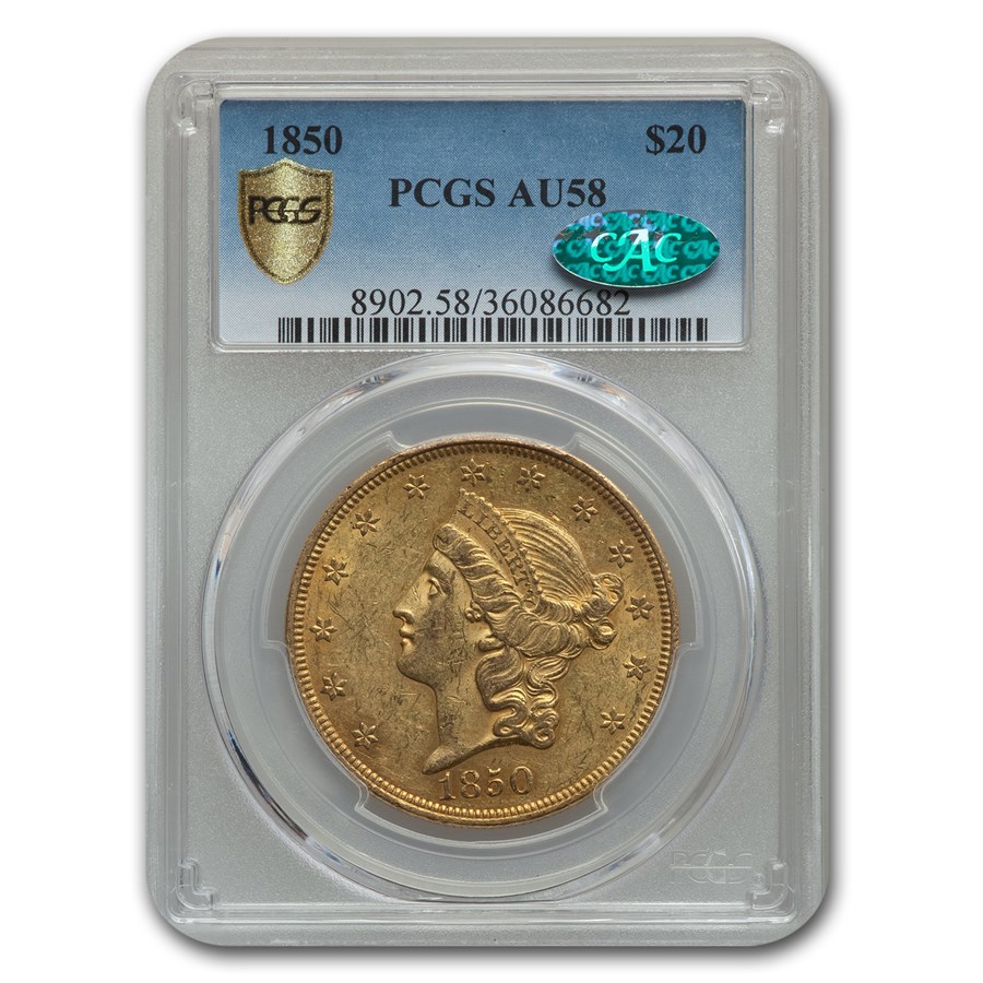 Buy 1850 $20 Liberty Gold Double Eagle AU-58 PCGS CAC | APMEX