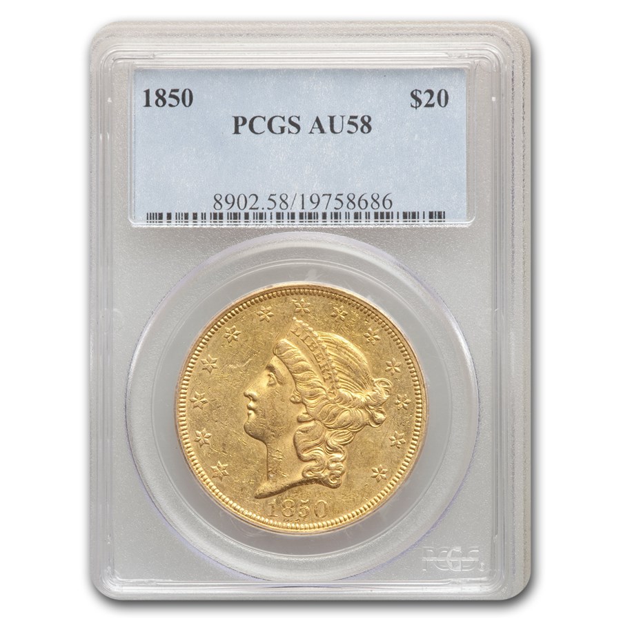 Buy 1850 $20 Liberty Gold Double Eagle AU-58 PCGS | APMEX