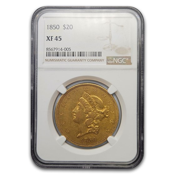 Buy 1850 $20 Liberty Gold Double Eagle XF-45 NGC | APMEX