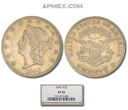 Buy 1850 $20 Liberty Gold Double Eagle XF-45 NGC | APMEX