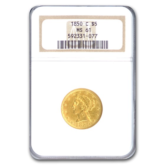 Buy 1850-C $5 Liberty Gold Half Eagle MS-61 NGC | APMEX
