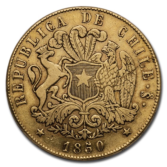 Buy 1850-LA Chile Gold 8 Escudos XF (May) Strikethrough | APMEX