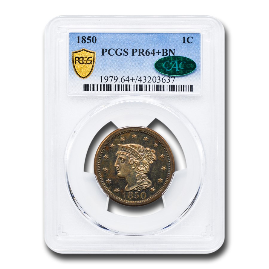 Buy 1850 Large Cent PR-64+ CAC Brown | APMEX