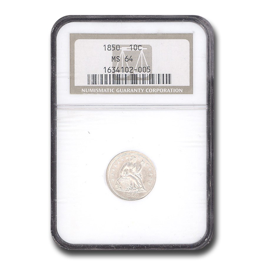 1850 Liberty Seated Dime MS-64 NGC