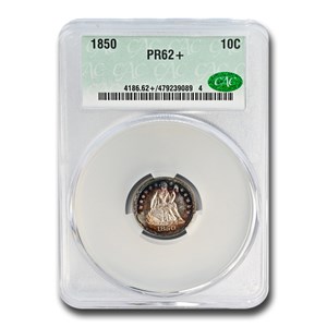Buy 1850 Liberty Seated Dime PR-62+ CACG | APMEX