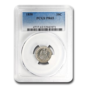 1850 Liberty Seated Dime PR-65 PCGS