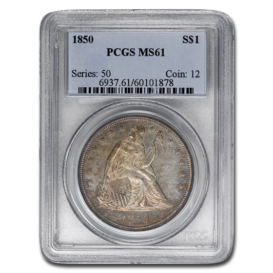 Buy 1850 Liberty Seated Dollar MS-61 PCGS | APMEX