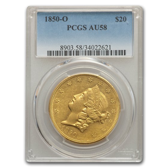 Buy 1850-O $20 Liberty Gold Double Eagle AU-58 PCGS | APMEX