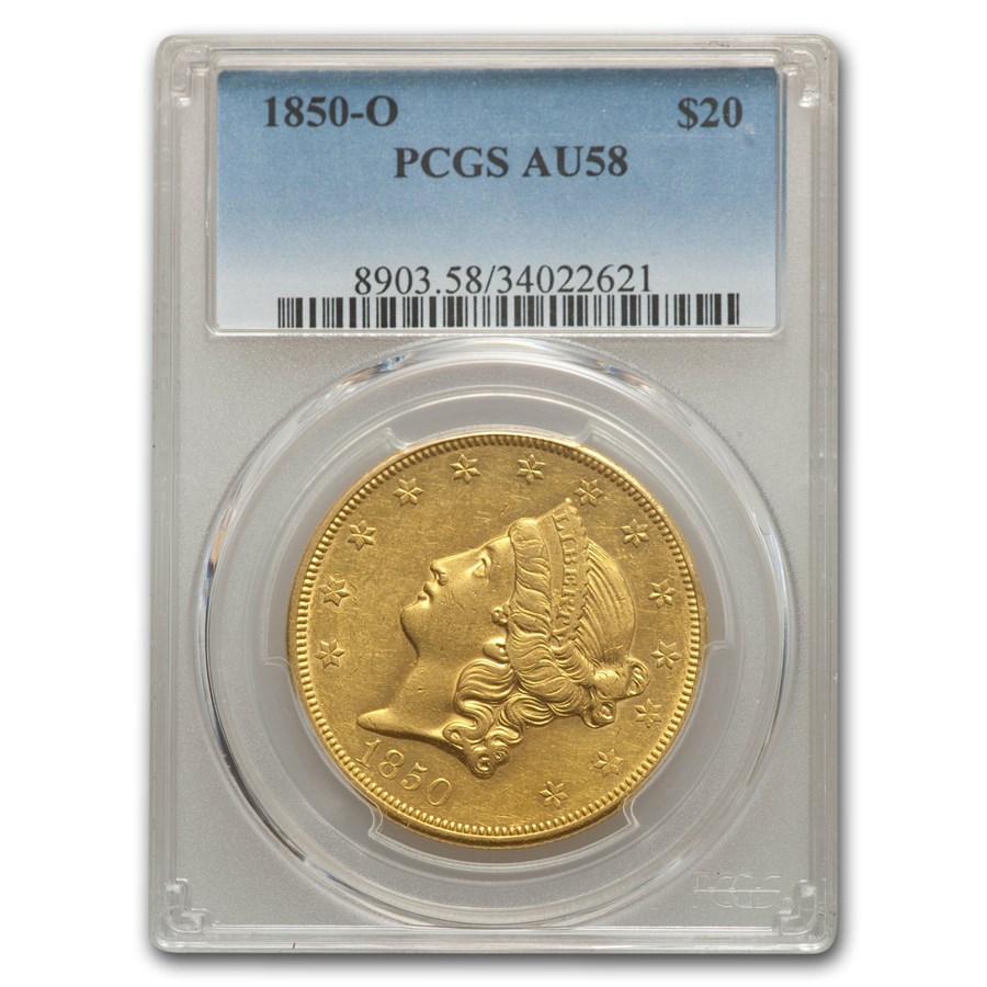 Buy 1850-O $20 Liberty Gold Double Eagle AU-58 PCGS | APMEX