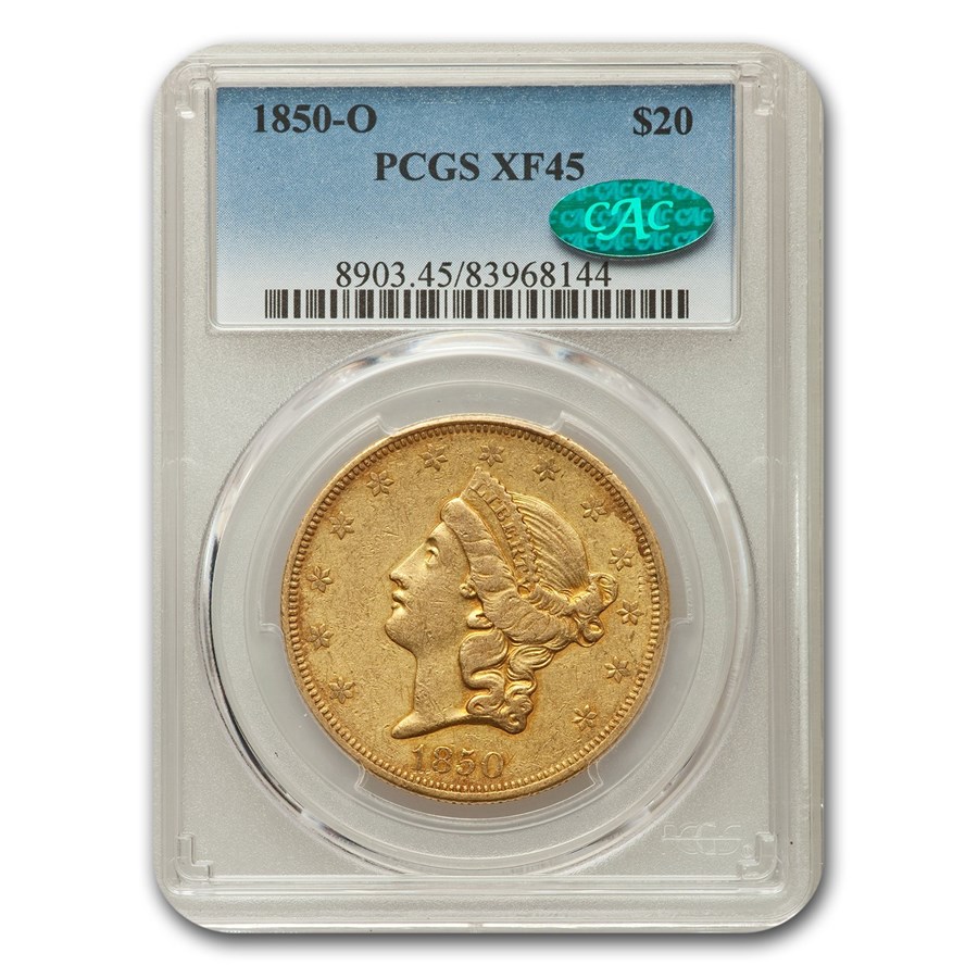 Buy 1850-O $20 Liberty Gold Double Eagle XF-45 PCGS CAC | APMEX
