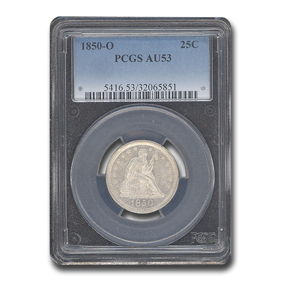 Buy 1850-O Liberty Seated Quarter AU-53 PCGS | APMEX