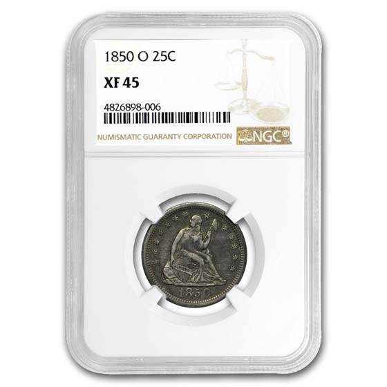 Buy 1850-O Liberty Seated Quarter XF-45 NGC | APMEX