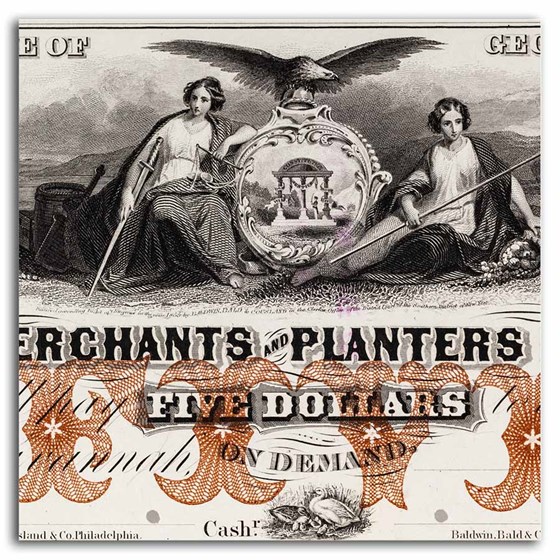 Buy 1850s $5 Merchants & Planters SAV, GA CU-64 Prf | APMEX
