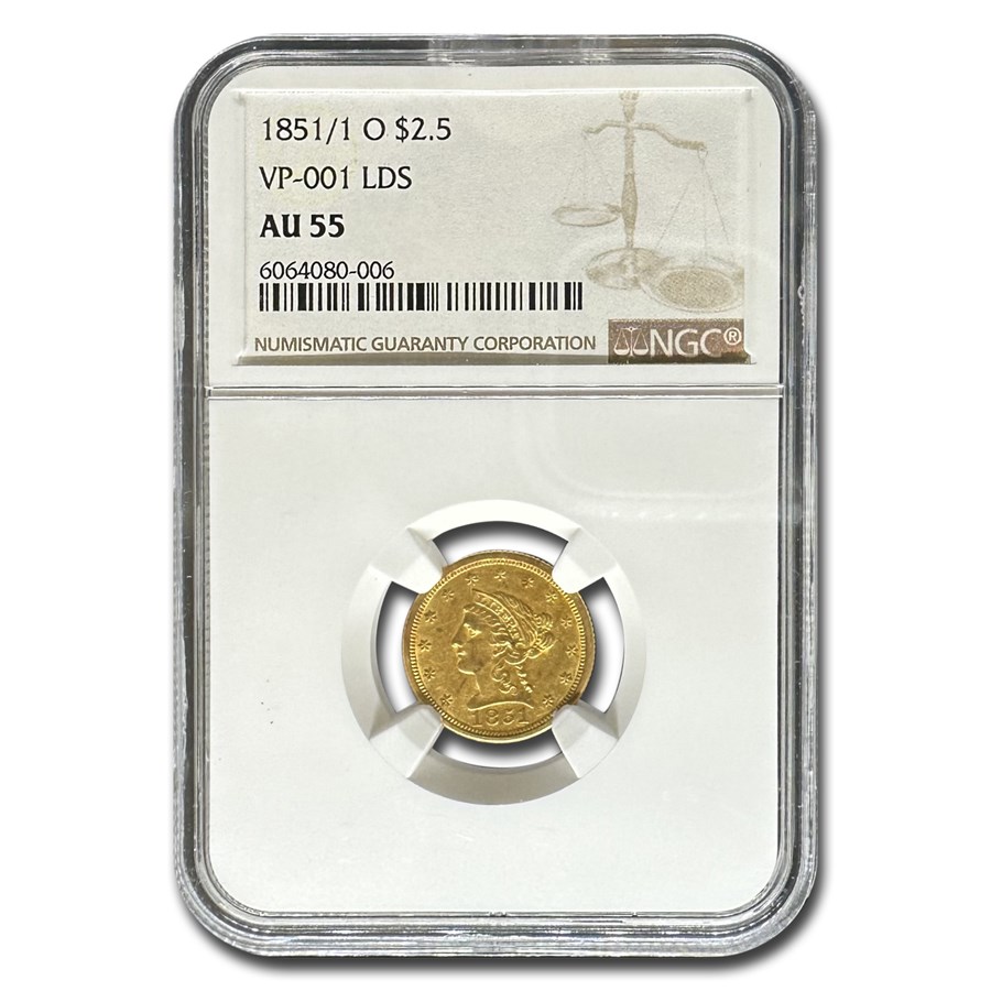 Buy 1851/1-O $2.50 Liberty Gold Quarter Eagle AU-55 NGC | APMEX