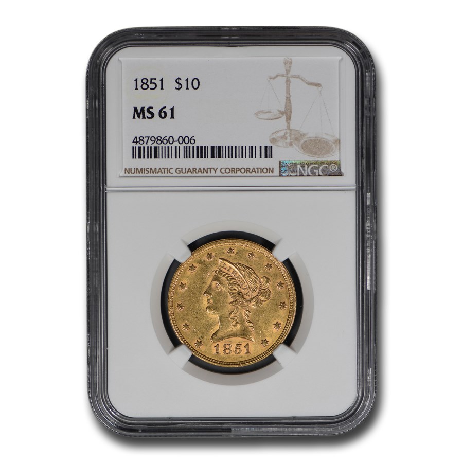 Buy 1851 $10 Liberty Gold Eagle MS-61 NGC | APMEX