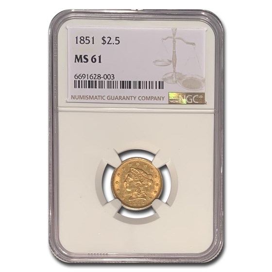 Buy 1851 $2.50 Liberty Gold Quarter Eagle MS-61 NGC | APMEX