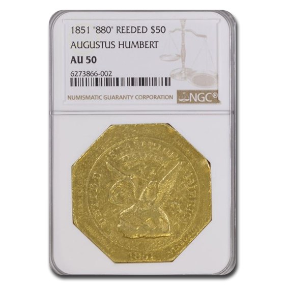 Buy 1851 $50 Humbert Gold Ingot U.S. Assay Office AU-50 NGC (880) | APMEX