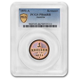 1851-A Austria Kreuzer PR-66 PCGS (Red/Brown)