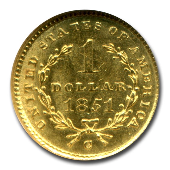 Buy 1851-C $1 Liberty Head Gold Dollar MS-61 NGC | APMEX