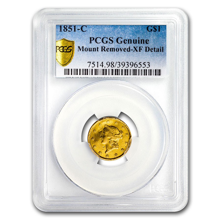 Buy 1851-C $1 Liberty Head Gold XF Details PCGS (Mount Removed) | APMEX