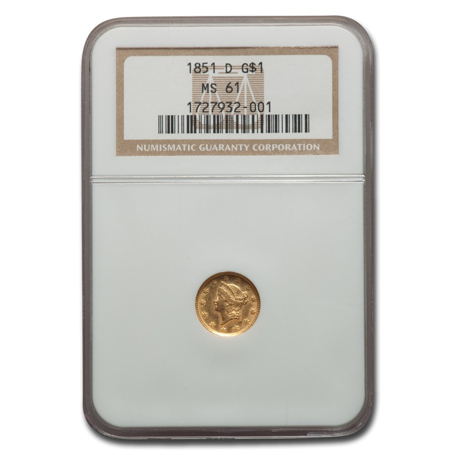 Buy 1851-D $1 Liberty Head Gold MS-61 NGC | APMEX