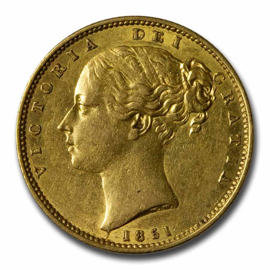 Buy 1851 Great Britain Gold Sovereign Victoria Shield Reverse AU | APMEX