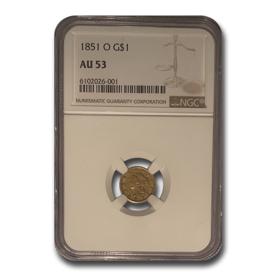 Buy 1851-O $1 Liberty Head Gold AU-53 NGC | APMEX