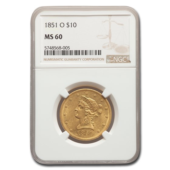 Buy 1851-O $10 Liberty Gold Eagle MS-60 NGC | APMEX