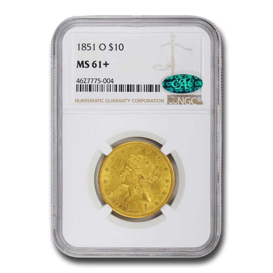 Buy 1851-O $10 Liberty Gold Eagle MS-61+ NGC CAC | APMEX