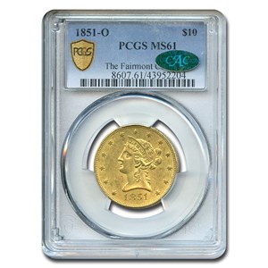 Buy 1851-O $10 Liberty Gold Eagle MS-61 PCGS CAC | APMEX