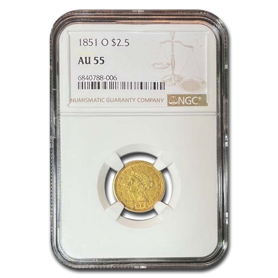 Buy 1851-O $2.50 Liberty Gold Quarter Eagle AU-55 NGC | APMEX