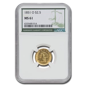 Buy 1851-O $2.50 Liberty Gold Quarter Eagle MS-61 NGC (Green Label) | APMEX
