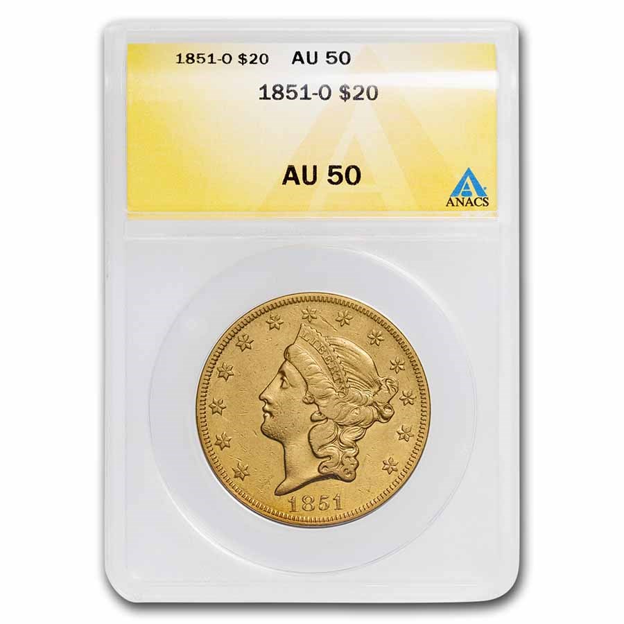 Buy 1851-O $20 Liberty Gold Double Eagle AU-50 ANACS | APMEX