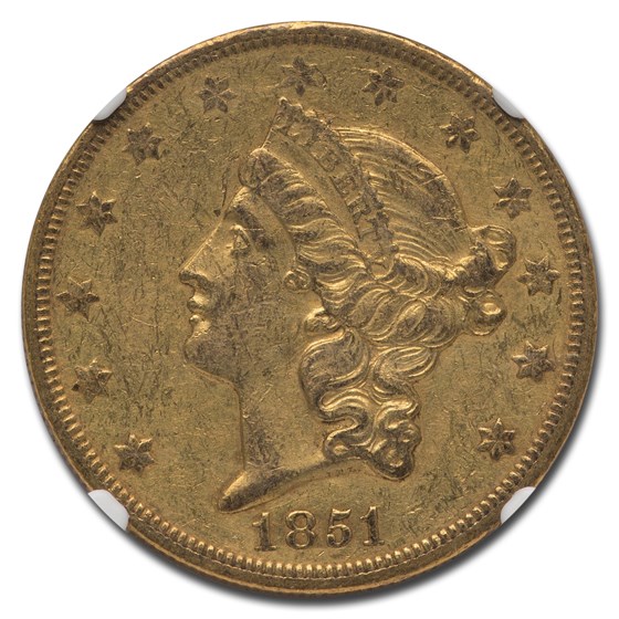 1851-O $20 Liberty Gold Double Eagle AU-55 NGC CAC