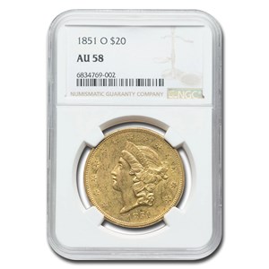 Buy 1851-O $20 Liberty Gold Double Eagle AU-58 NGC | APMEX