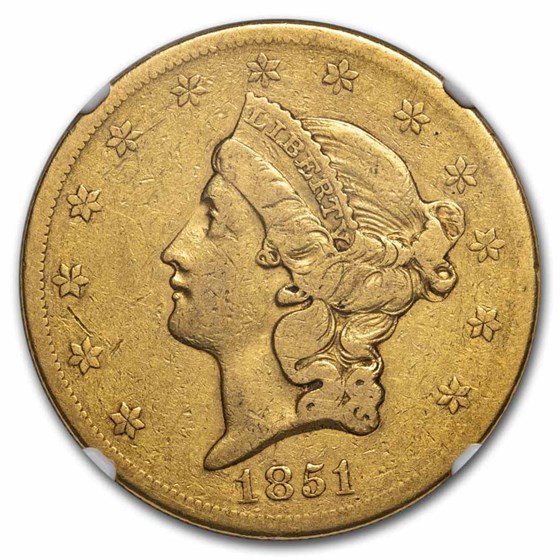 1851-O $20 Liberty Gold Double Eagle VF-30 NGC