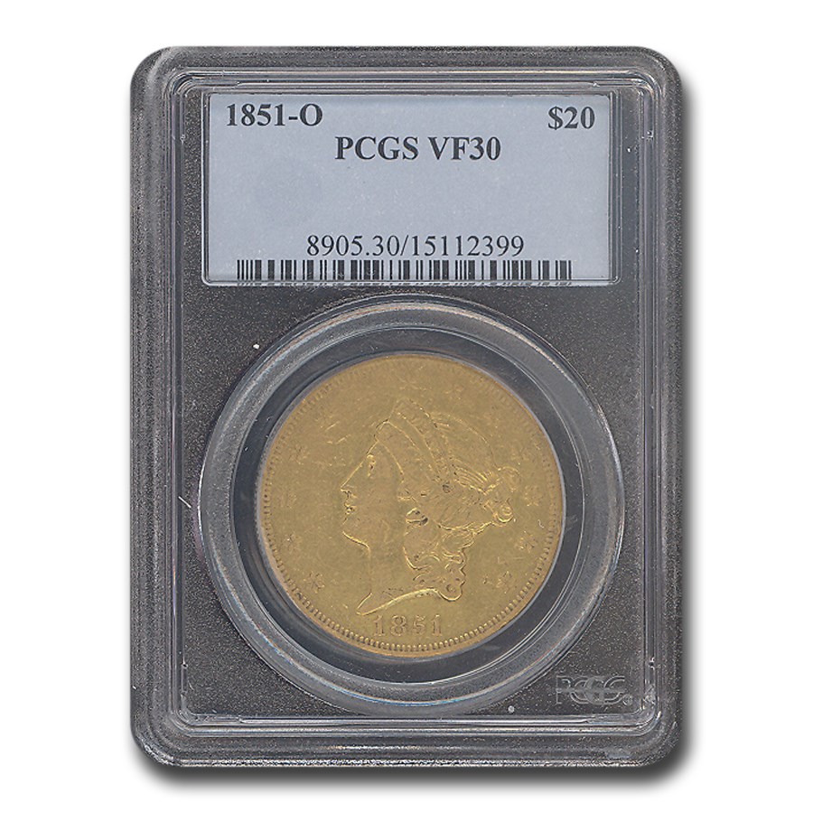 Buy 1851-O $20 Liberty Gold Double Eagle VF-30 PCGS | APMEX