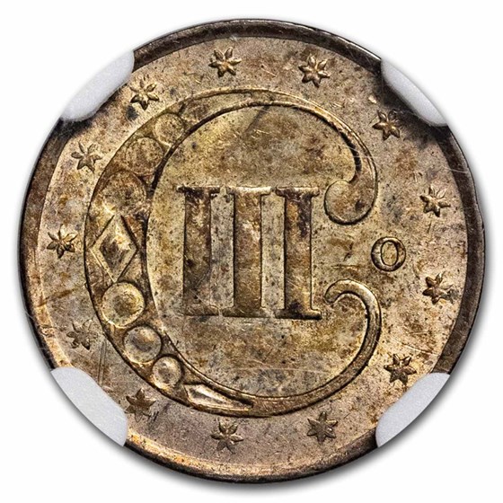 1851-O Three Cent Silver AU-58 NGC