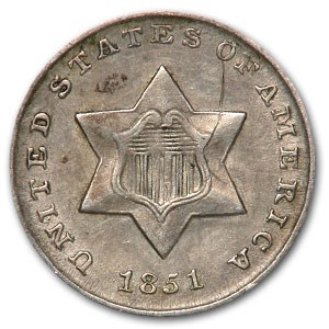 Buy 1851 Three Cent Silver AU Details | APMEX
