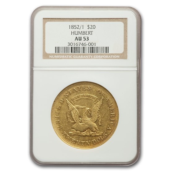 Buy 1852/1 $20 Humbert Gold Ingot U.S. Assay Office AU-53 NGC | APMEX