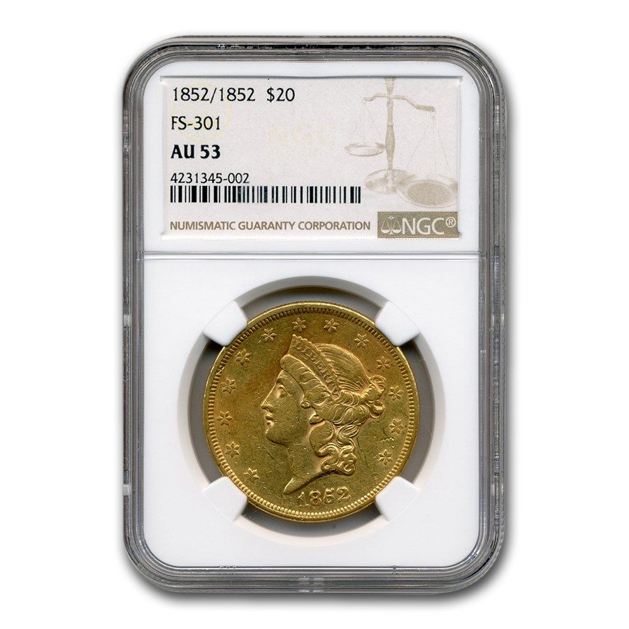 Buy 1852/1852 $20 Liberty Gold Double Eagle AU-53 NGC (FS-301) | APMEX