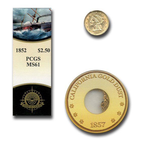 Buy 1852 $2.50 Liberty Gold Quarter Eagle MS-61 PCGS (SS Central Am.) | APMEX