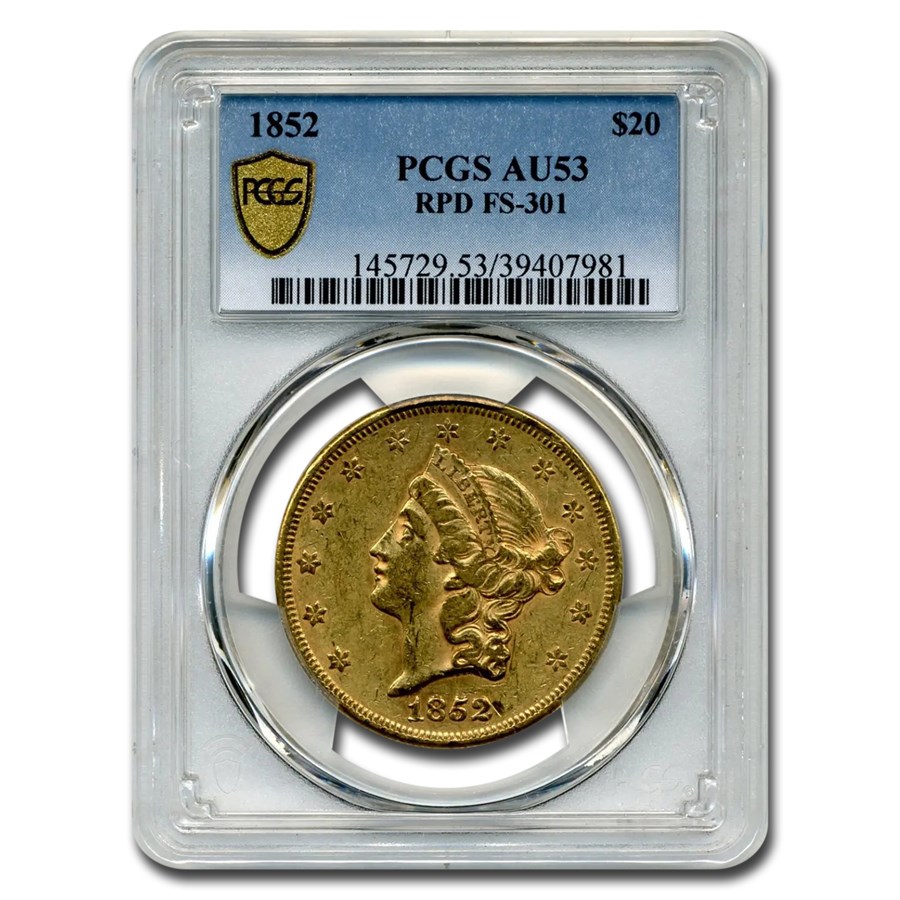 Buy 1852 $20 Liberty Gold Double Eagle AU-53 PCGS (RPD FS-301) | APMEX
