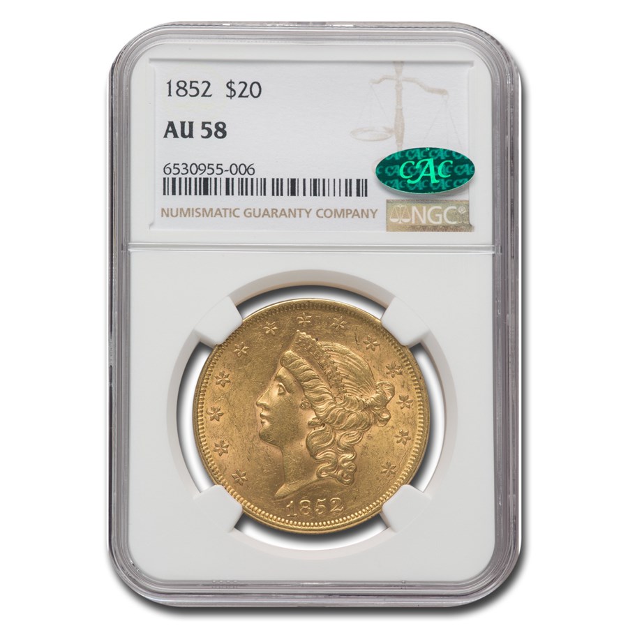 Buy 1852 $20 Liberty Gold Double Eagle AU-58 NGC CAC | APMEX