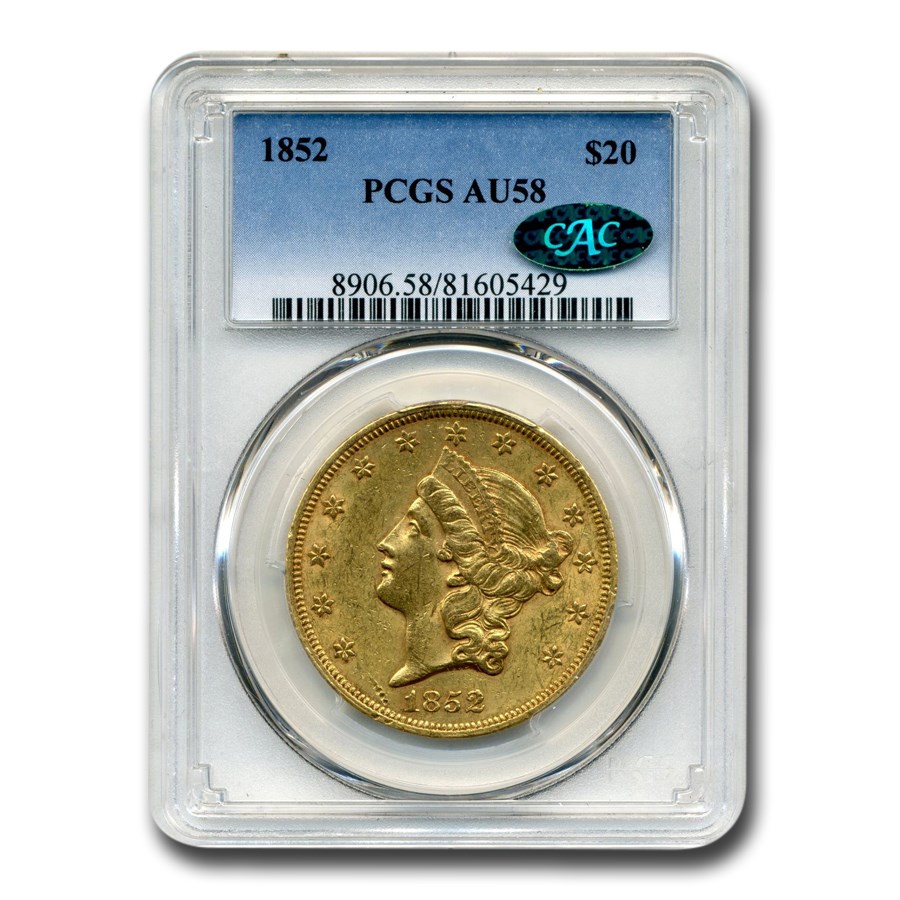 Buy 1852 $20 Liberty Gold Double Eagle AU-58 PCGS CAC | APMEX