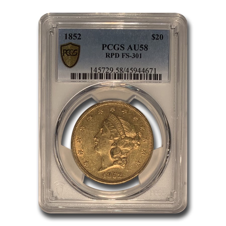 Buy 1852 $20 Liberty Gold Double Eagle AU-58 PCGS (RPD FS-301) | APMEX
